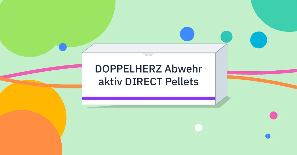 Symbolbild: Packung mit der Aufschrift DOPPELHERZ Abwehr aktiv DIRECT Pellets (PZN 06733258) – Verfügbarkeit und Bezug in Apotheken in Frankfurt am Main