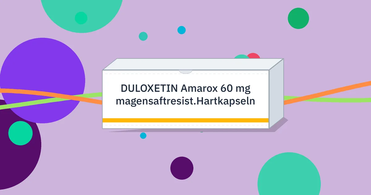 Symbolbild: Packung mit der Aufschrift DULOXETIN Amarox 60 mg magensaftresist.Hartkapseln (PZN 17932386) – Verfügbarkeit und Bezug in Apotheken in Frankfurt am Main