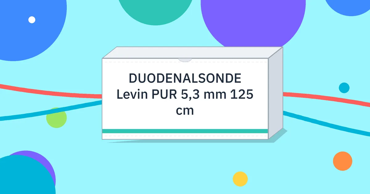 Symbolbild: Packung mit der Aufschrift DUODENALSONDE Levin PUR 5,3 mm 125 cm (PZN 00989531) – Verfügbarkeit und Bezug in Apotheken in Frankfurt am Main