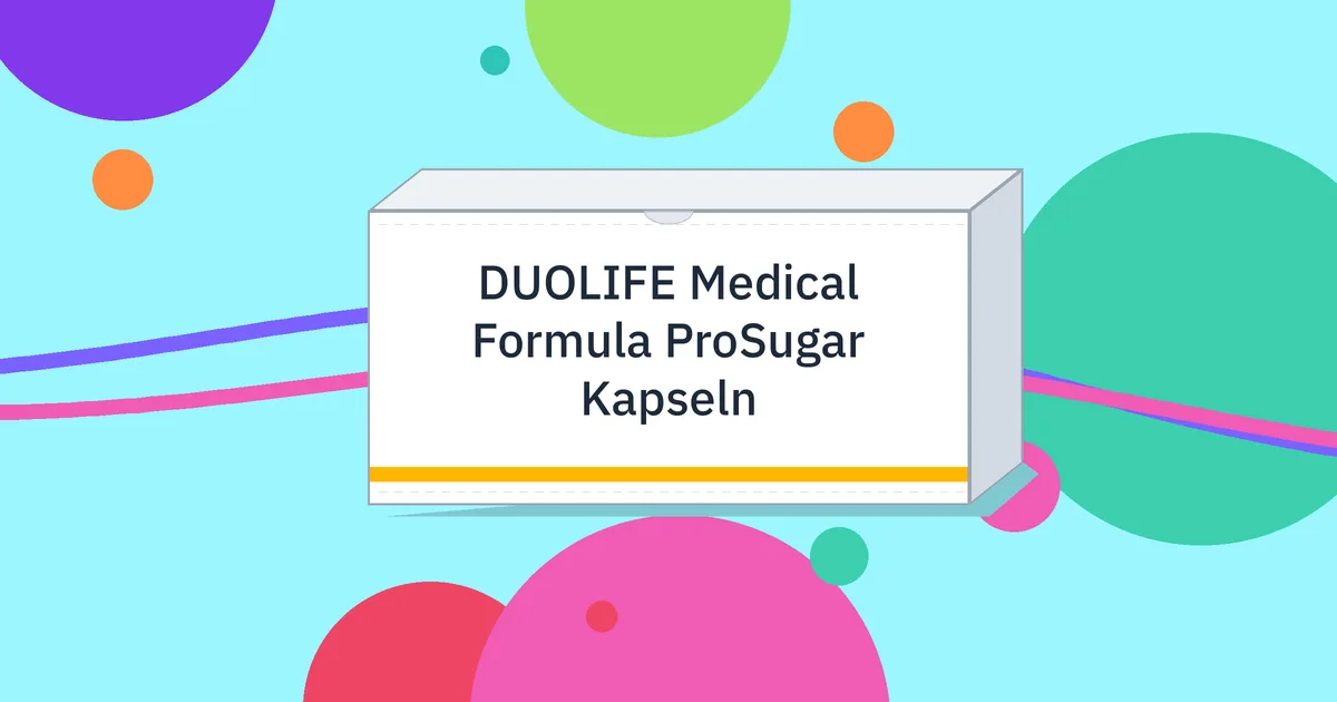 Symbolbild: Packung mit der Aufschrift DUOLIFE Medical Formula ProSugar Kapseln (PZN 16683337) – Verfügbarkeit und Bezug in Apotheken in Frankfurt am Main