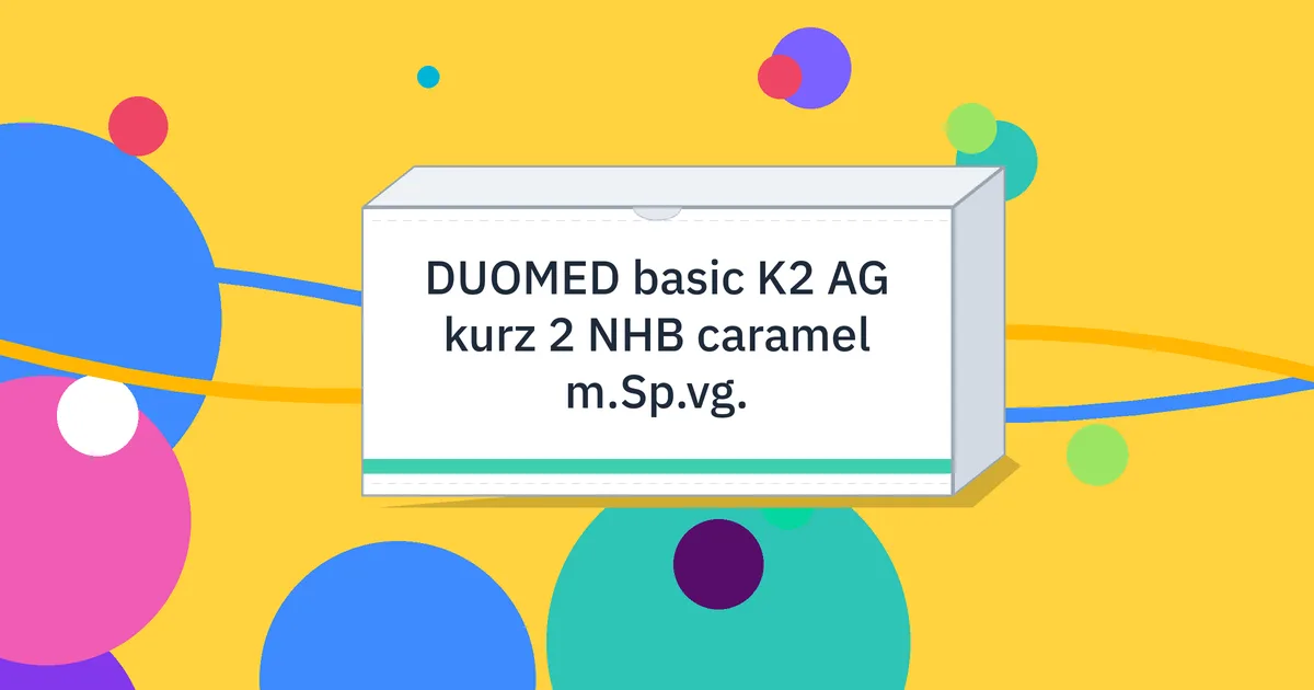 Symbolbild: Packung mit der Aufschrift DUOMED basic K2 AG kurz 2 NHB caramel m.Sp.vg. (PZN 20908078) – Verfügbarkeit und Bezug in Apotheken in Frankfurt am Main