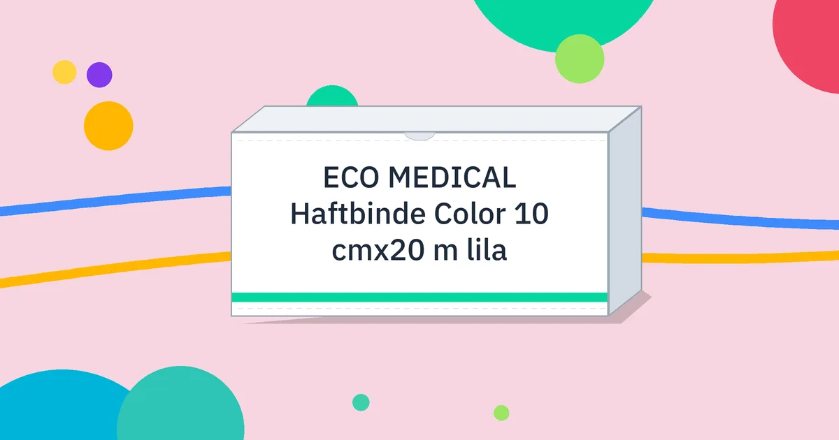 Symbolbild: Packung mit der Aufschrift ECO MEDICAL Haftbinde Color 10 cmx20 m lila (PZN 00733205) – Verfügbarkeit und Bezug in Apotheken in Frankfurt am Main