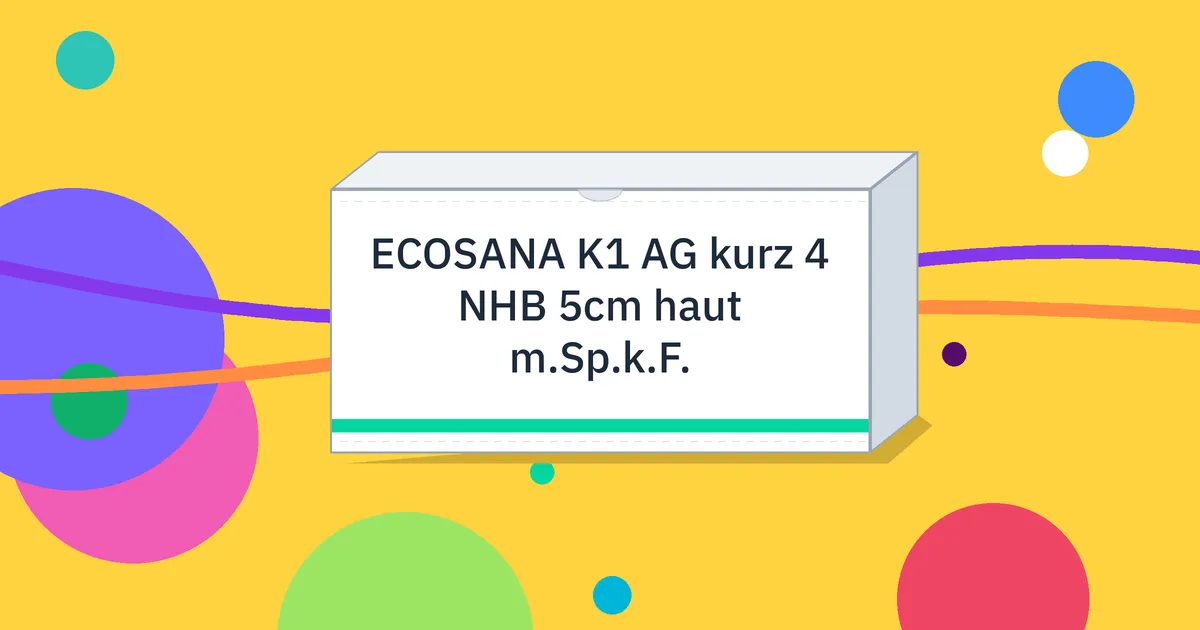Symbolbild: Packung mit der Aufschrift ECOSANA K1 AG kurz 4 NHB 5cm haut m.Sp.k.F. (PZN 04728566) – Verfügbarkeit und Bezug in Apotheken in Frankfurt am Main