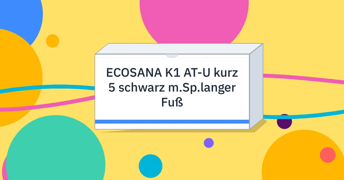 Symbolbild: Packung mit der Aufschrift ECOSANA K1 AT-U kurz 5 schwarz m.Sp.langer Fuß (PZN 04734503) – Verfügbarkeit und Bezug in Apotheken in Frankfurt am Main