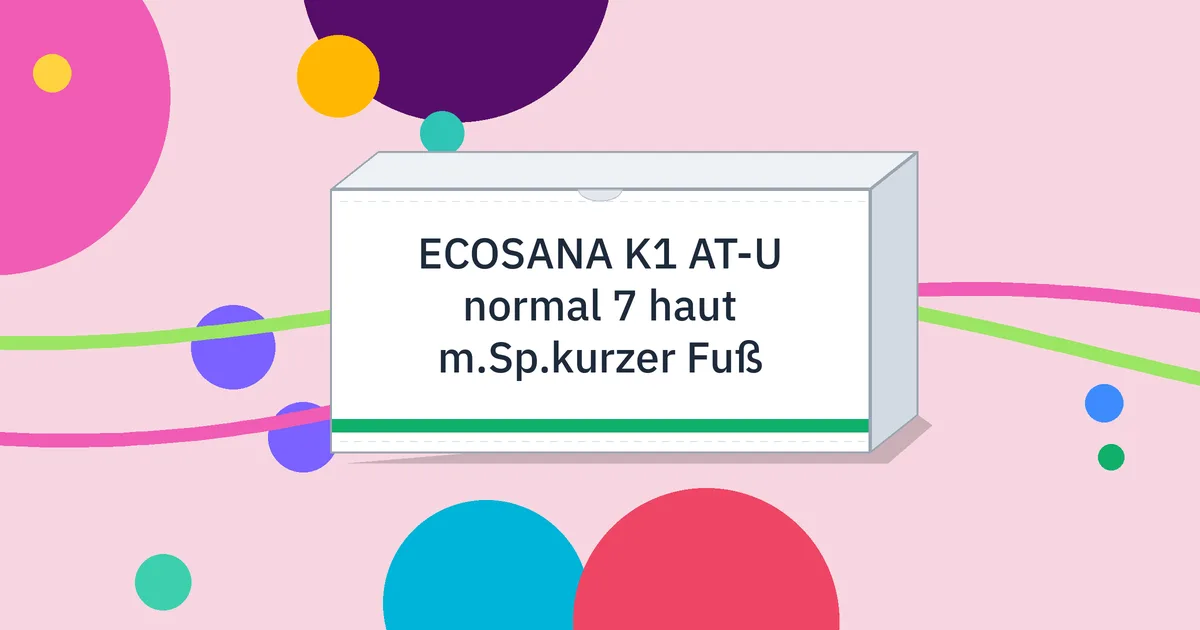 Symbolbild: Packung mit der Aufschrift ECOSANA K1 AT-U normal 7 haut m.Sp.kurzer Fuß (PZN 04735980) – Verfügbarkeit und Bezug in Apotheken in Frankfurt am Main