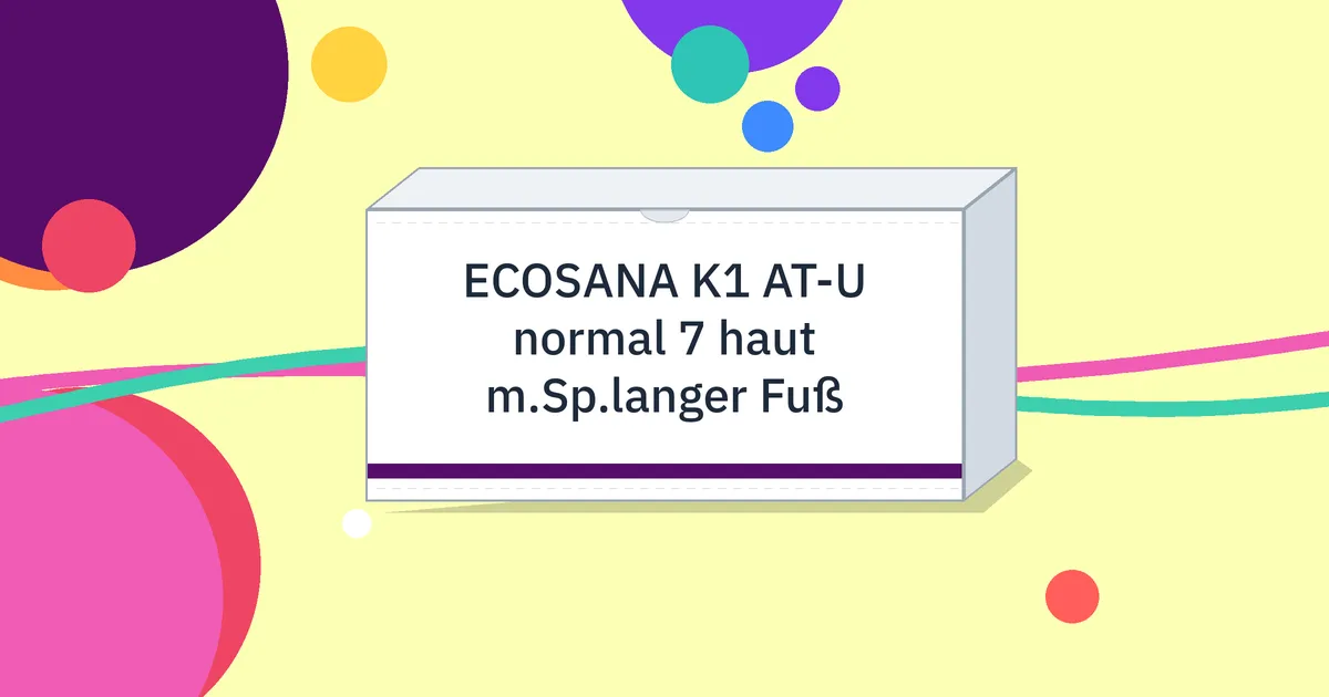 Symbolbild: Packung mit der Aufschrift ECOSANA K1 AT-U normal 7 haut m.Sp.langer Fuß (PZN 04735997) – Verfügbarkeit und Bezug in Apotheken in Frankfurt am Main
