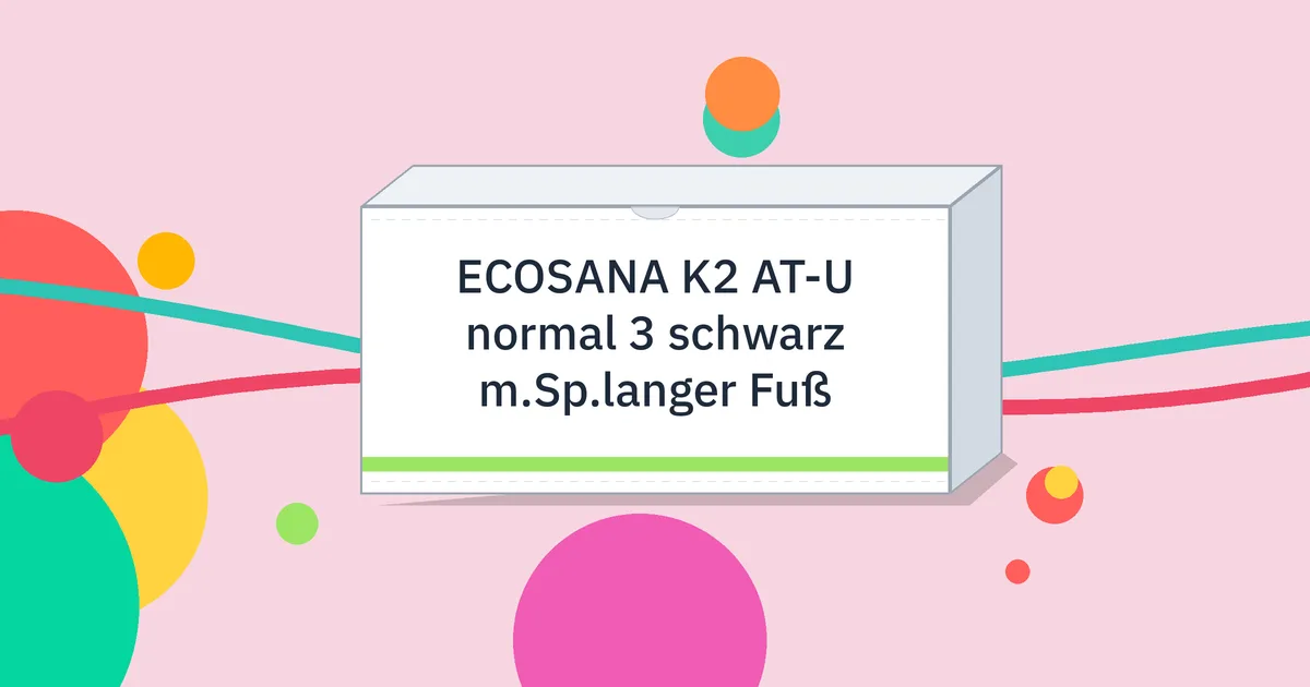 Symbolbild: Packung mit der Aufschrift ECOSANA K2 AT-U normal 3 schwarz m.Sp.langer Fuß (PZN 10956449) – Verfügbarkeit und Bezug in Apotheken in Frankfurt am Main