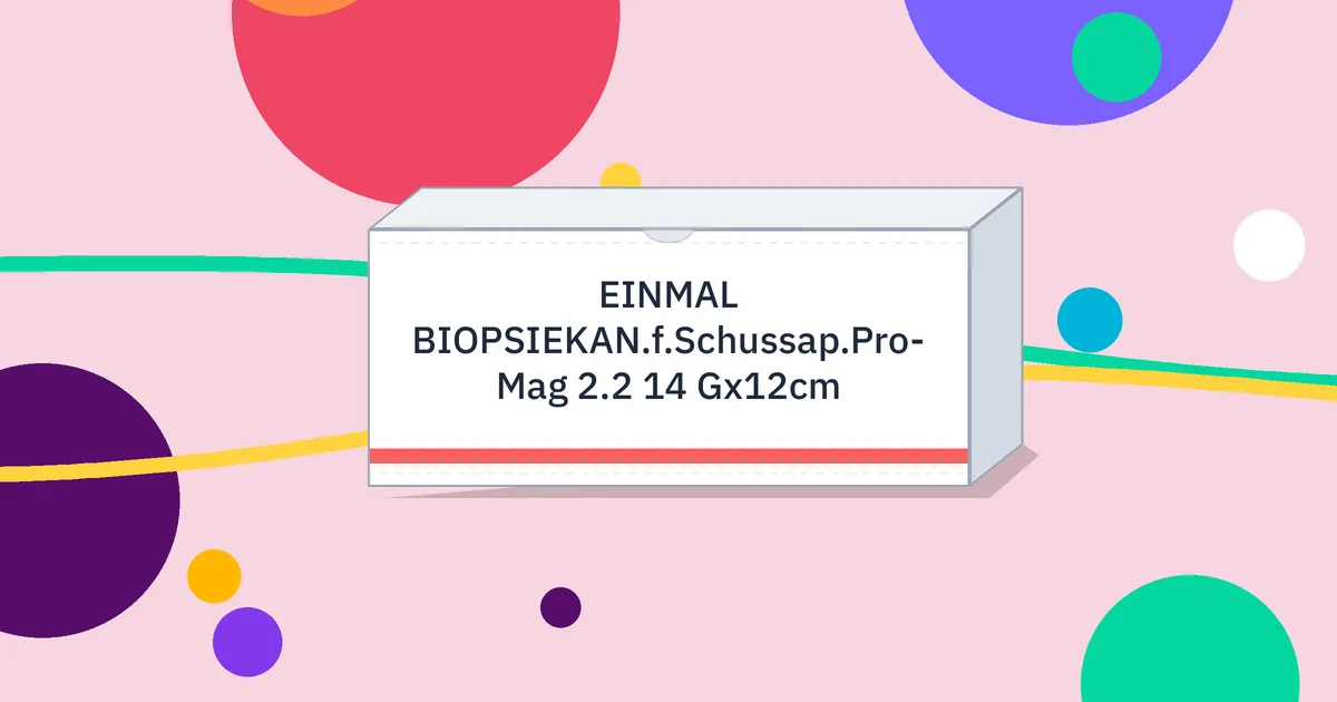 Symbolbild: Packung mit der Aufschrift EINMAL BIOPSIEKAN.f.Schussap.Pro-Mag 2.2 14 Gx12cm (PZN 00282731) – Verfügbarkeit und Bezug in Apotheken in Frankfurt am Main