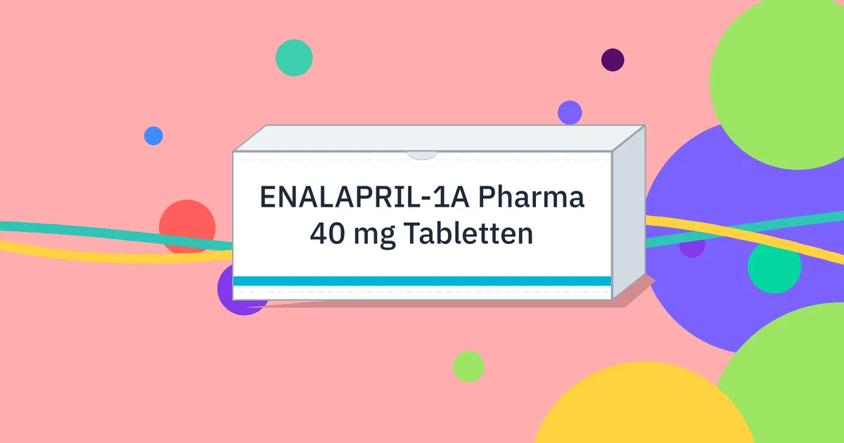 Symbolbild: Packung mit der Aufschrift ENALAPRIL-1A Pharma 40 mg Tabletten (PZN 13568630) – Verfügbarkeit und Bezug in Apotheken in Frankfurt am Main