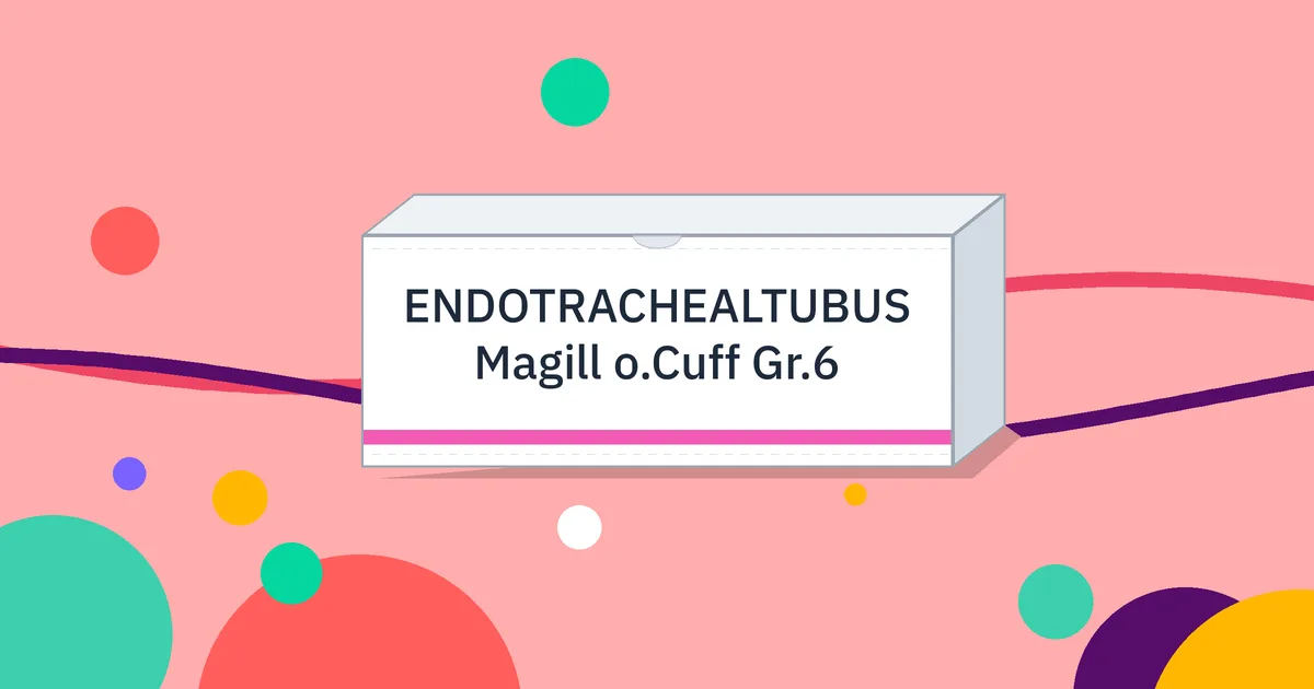 Symbolbild: Packung mit der Aufschrift ENDOTRACHEALTUBUS Magill o.Cuff Gr.6 (PZN 06579188) – Verfügbarkeit und Bezug in Apotheken in Frankfurt am Main