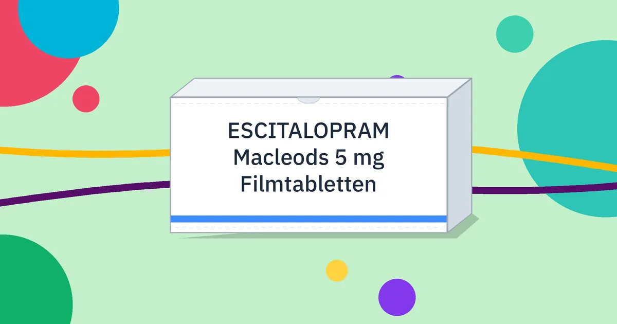 Symbolbild: Packung mit der Aufschrift ESCITALOPRAM Macleods 5 mg Filmtabletten (PZN 18275565) – Verfügbarkeit und Bezug in Apotheken in Frankfurt am Main