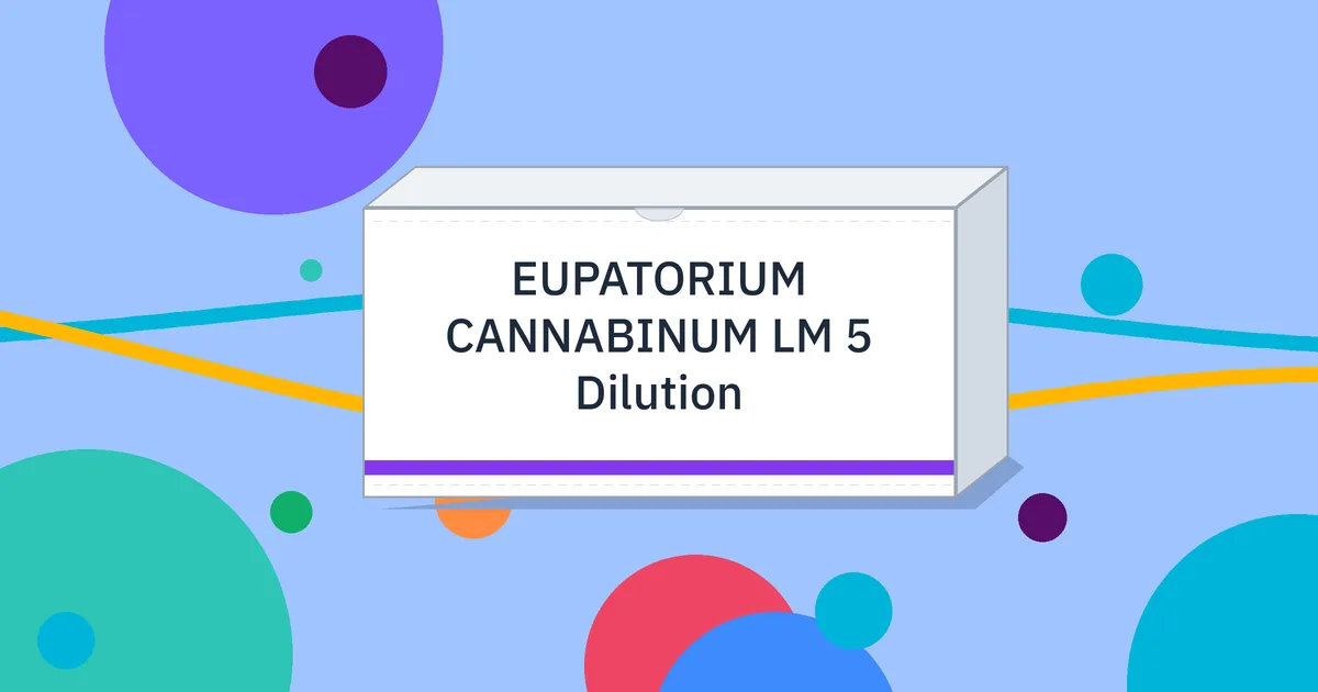 Symbolbild: Packung mit der Aufschrift EUPATORIUM CANNABINUM LM 5 Dilution (PZN 12845688) – Verfügbarkeit und Bezug in Apotheken in Frankfurt am Main