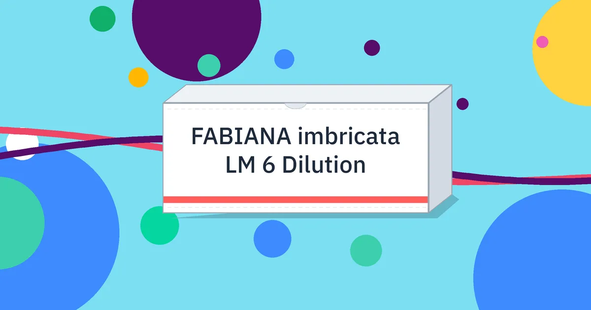 Symbolbild: Packung mit der Aufschrift FABIANA imbricata LM 6 Dilution (PZN 13485482) – Verfügbarkeit und Bezug in Apotheken in Frankfurt am Main