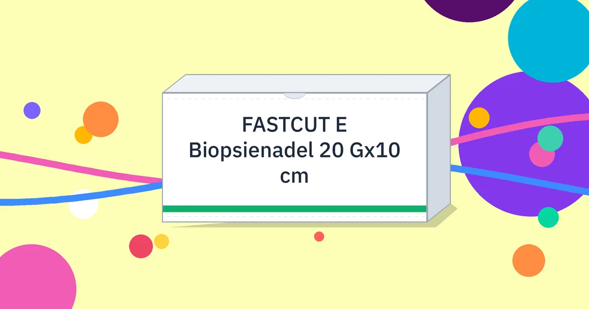 Symbolbild: Packung mit der Aufschrift FASTCUT E Biopsienadel 20 Gx10 cm (PZN 16922598) – Verfügbarkeit und Bezug in Apotheken in Frankfurt am Main