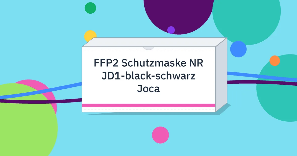 Symbolbild: Packung mit der Aufschrift FFP2 Schutzmaske NR JD1-black-schwarz Joca (PZN 20082603) – Verfügbarkeit und Bezug in Apotheken in Frankfurt am Main