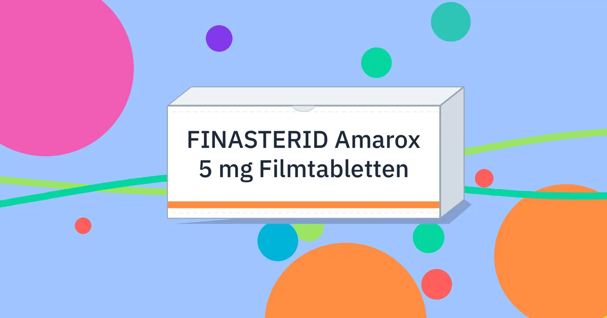 Symbolbild: Packung mit der Aufschrift FINASTERID Amarox 5 mg Filmtabletten (PZN 16815514) – Verfügbarkeit und Bezug in Apotheken in Frankfurt am Main