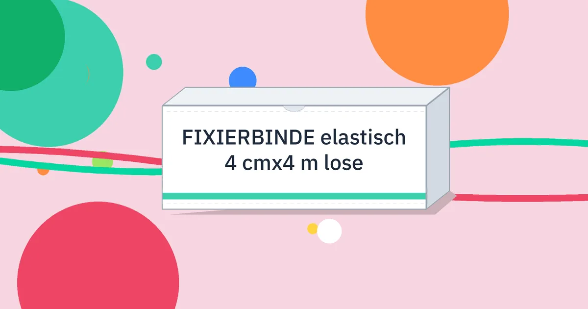 Symbolbild: Packung mit der Aufschrift FIXIERBINDE elastisch 4 cmx4 m lose (PZN 10180090) – Verfügbarkeit und Bezug in Apotheken in Frankfurt am Main