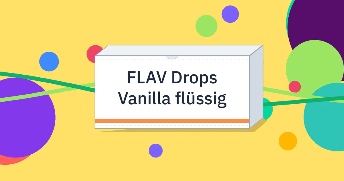 Symbolbild: Packung mit der Aufschrift FLAV Drops Vanilla flüssig (PZN 12510120) – Verfügbarkeit und Bezug in Apotheken in Frankfurt am Main