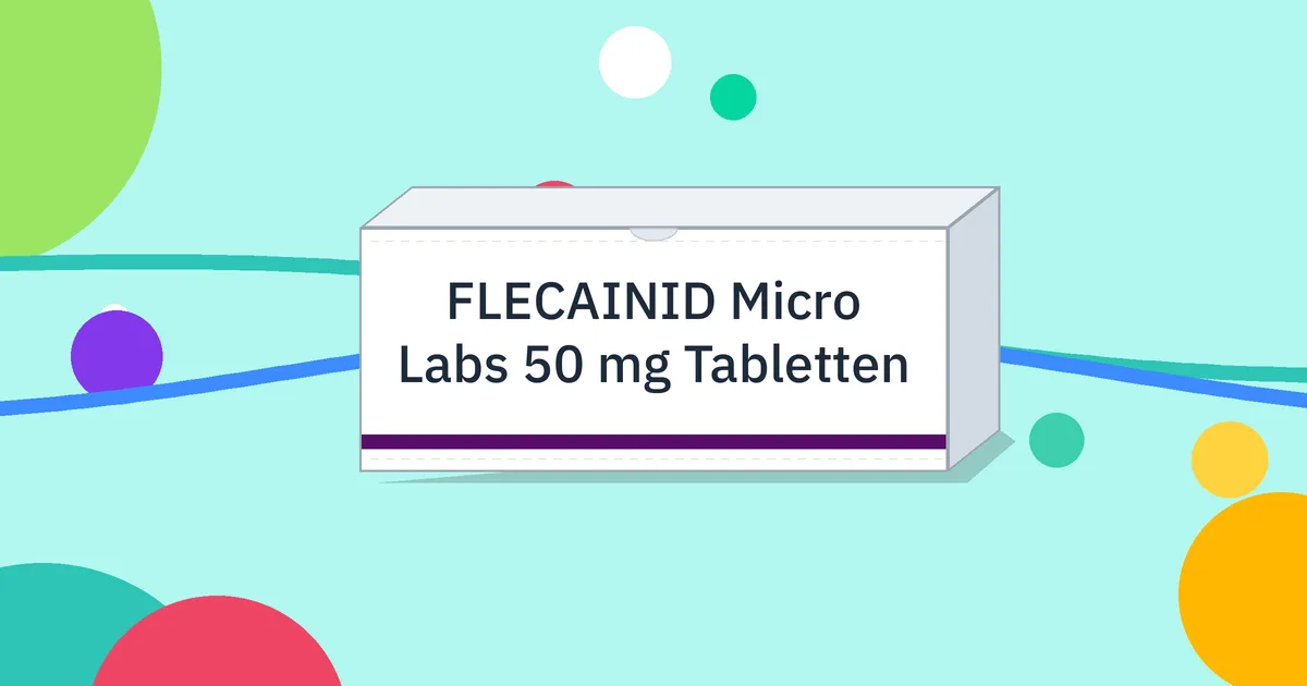 Symbolbild: Packung mit der Aufschrift FLECAINID Micro Labs 50 mg Tabletten (PZN 15426414) – Verfügbarkeit und Bezug in Apotheken in Frankfurt am Main