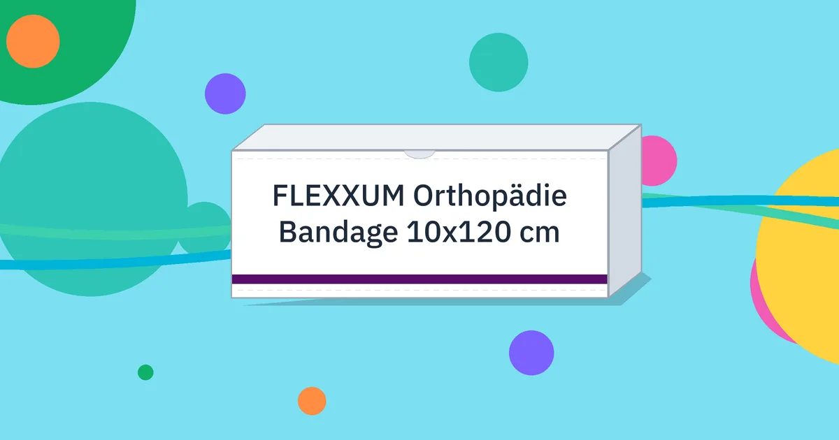 Symbolbild: Packung mit der Aufschrift FLEXXUM Orthopädie Bandage 10x120 cm (PZN 01317561) – Verfügbarkeit und Bezug in Apotheken in Frankfurt am Main