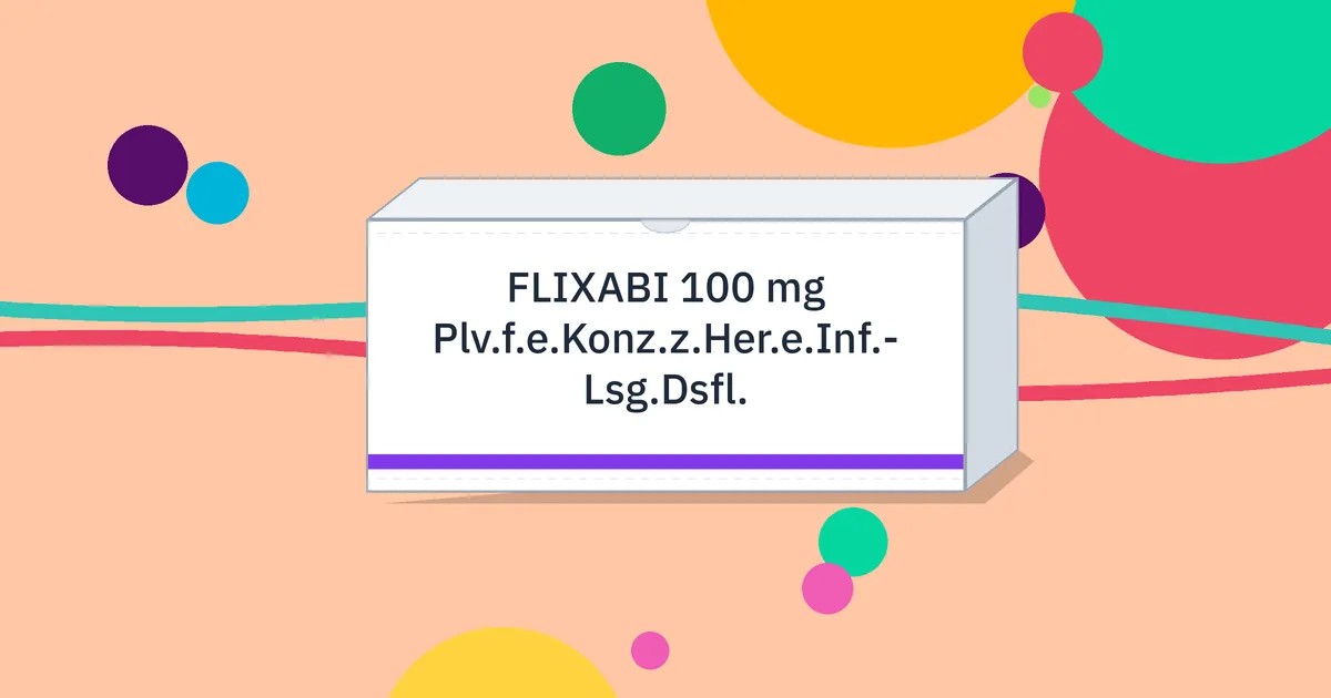 Symbolbild: Packung mit der Aufschrift FLIXABI 100 mg Plv.f.e.Konz.z.Her.e.Inf.-Lsg.Dsfl. (PZN 14356781) – Verfügbarkeit und Bezug in Apotheken in Frankfurt am Main