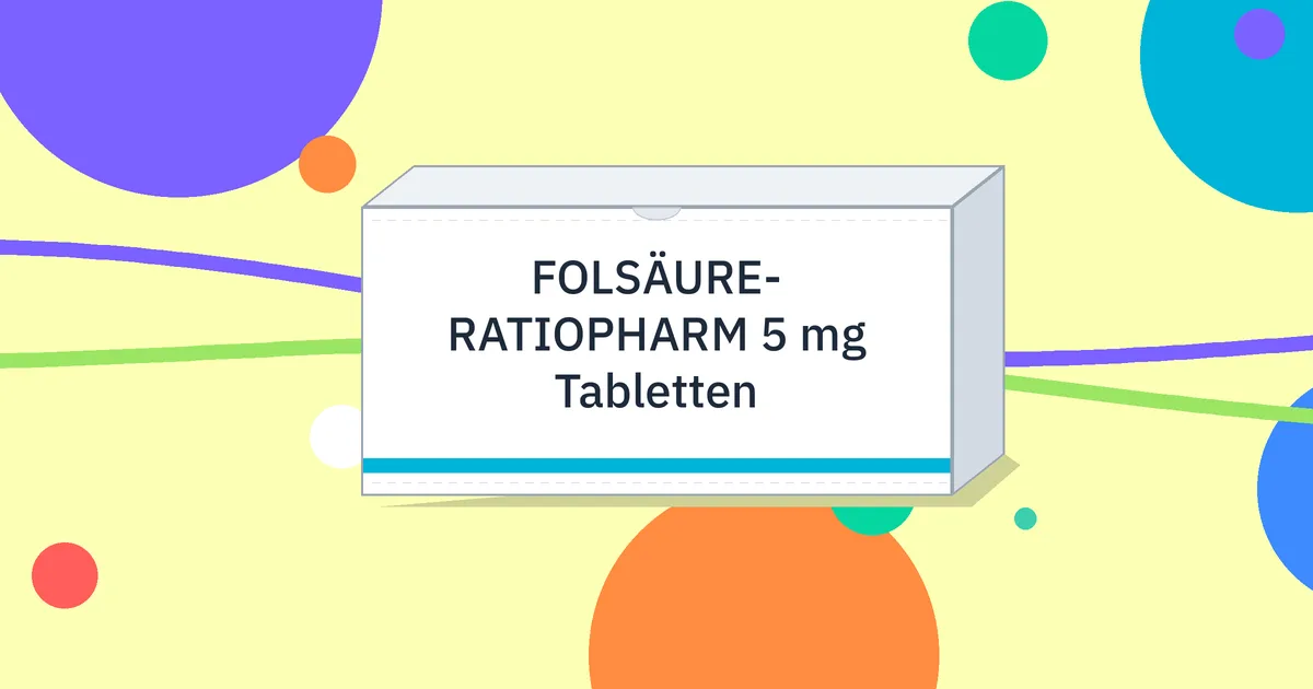 Symbolbild: Packung mit der Aufschrift FOLSÄURE-RATIOPHARM 5 mg Tabletten (PZN 04010113) – Verfügbarkeit und Bezug in Apotheken in Frankfurt am Main