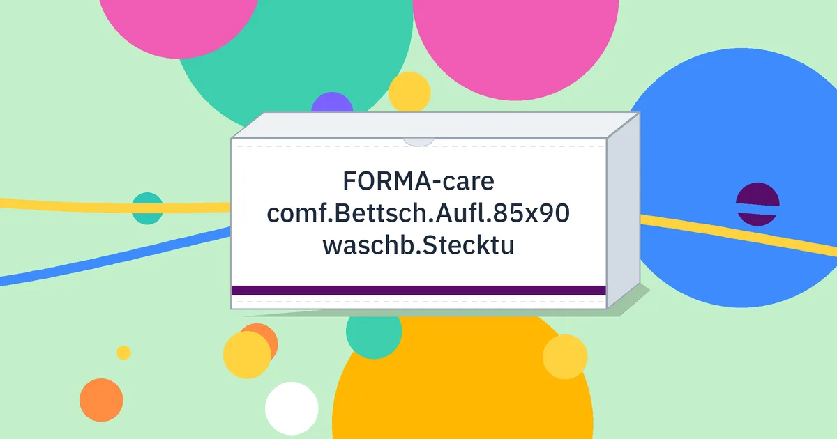 Symbolbild: Packung mit der Aufschrift FORMA-care comf.Bettsch.Aufl.85x90 waschb.Stecktu (PZN 19771645) – Verfügbarkeit und Bezug in Apotheken in Frankfurt am Main