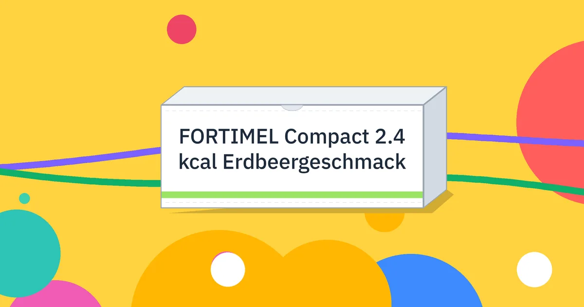 Symbolbild: Packung mit der Aufschrift FORTIMEL Compact 2.4 kcal Erdbeergeschmack (PZN 19647193) – Verfügbarkeit und Bezug in Apotheken in Frankfurt am Main