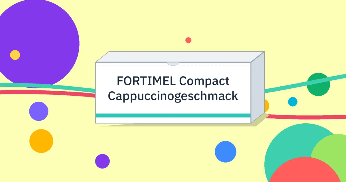 Symbolbild: Packung mit der Aufschrift FORTIMEL Compact Cappuccinogeschmack (PZN 06101280) – Verfügbarkeit und Bezug in Apotheken in Frankfurt am Main
