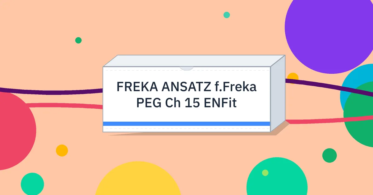 Symbolbild: Packung mit der Aufschrift FREKA ANSATZ f.Freka PEG Ch 15 ENFit (PZN 11345280) – Verfügbarkeit und Bezug in Apotheken in Frankfurt am Main