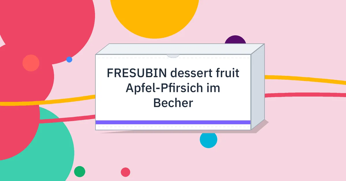 Symbolbild: Packung mit der Aufschrift FRESUBIN dessert fruit Apfel-Pfirsich im Becher (PZN 10271823) – Verfügbarkeit und Bezug in Apotheken in Frankfurt am Main