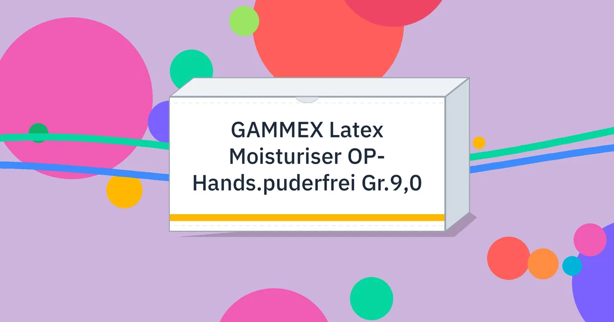 Symbolbild: Packung mit der Aufschrift GAMMEX Latex Moisturiser OP-Hands.puderfrei Gr.9,0 (PZN 11298362) – Verfügbarkeit und Bezug in Apotheken in Frankfurt am Main