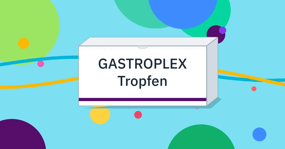 Symbolbild: Packung mit der Aufschrift GASTROPLEX Tropfen (PZN 10090553) – Verfügbarkeit und Bezug in Apotheken in Frankfurt am Main