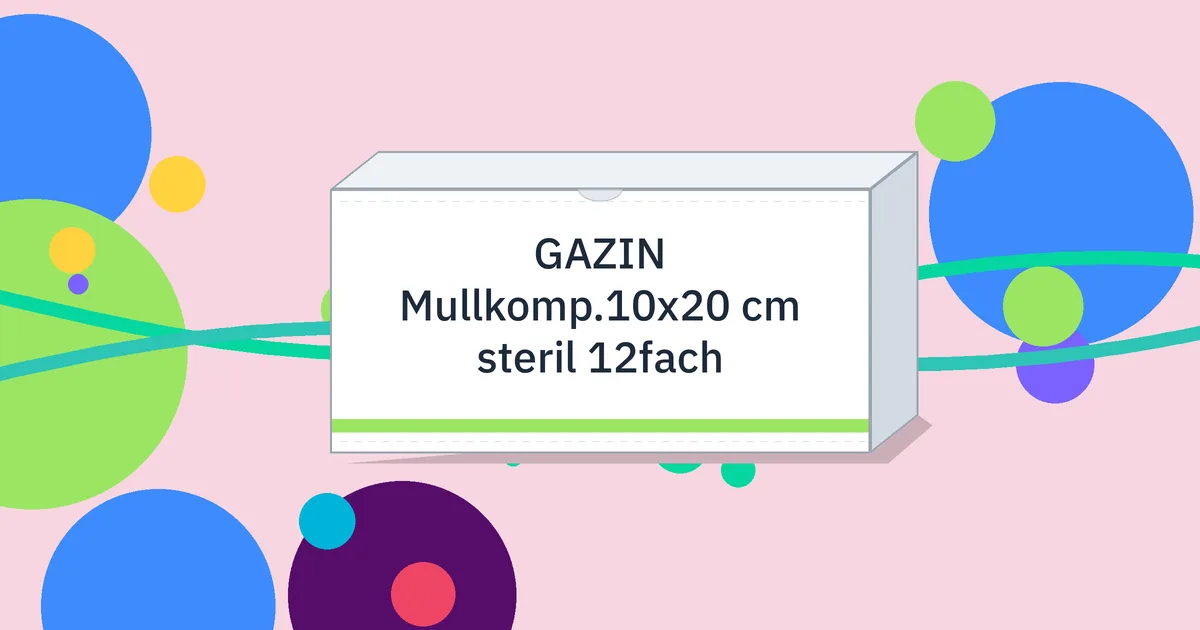 Symbolbild: Packung mit der Aufschrift GAZIN Mullkomp.10x20 cm steril 12fach (PZN 14444077) – Verfügbarkeit und Bezug in Apotheken in Frankfurt am Main