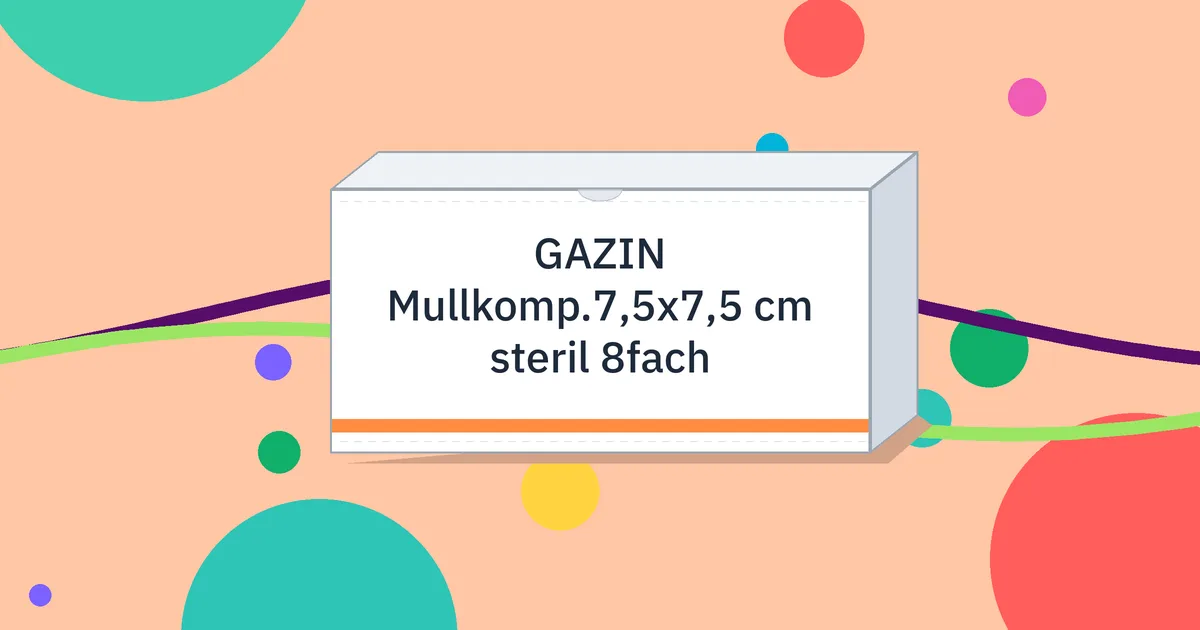 Symbolbild: Packung mit der Aufschrift GAZIN Mullkomp.7,5x7,5 cm steril 8fach (PZN 20580028) – Verfügbarkeit und Bezug in Apotheken in Frankfurt am Main