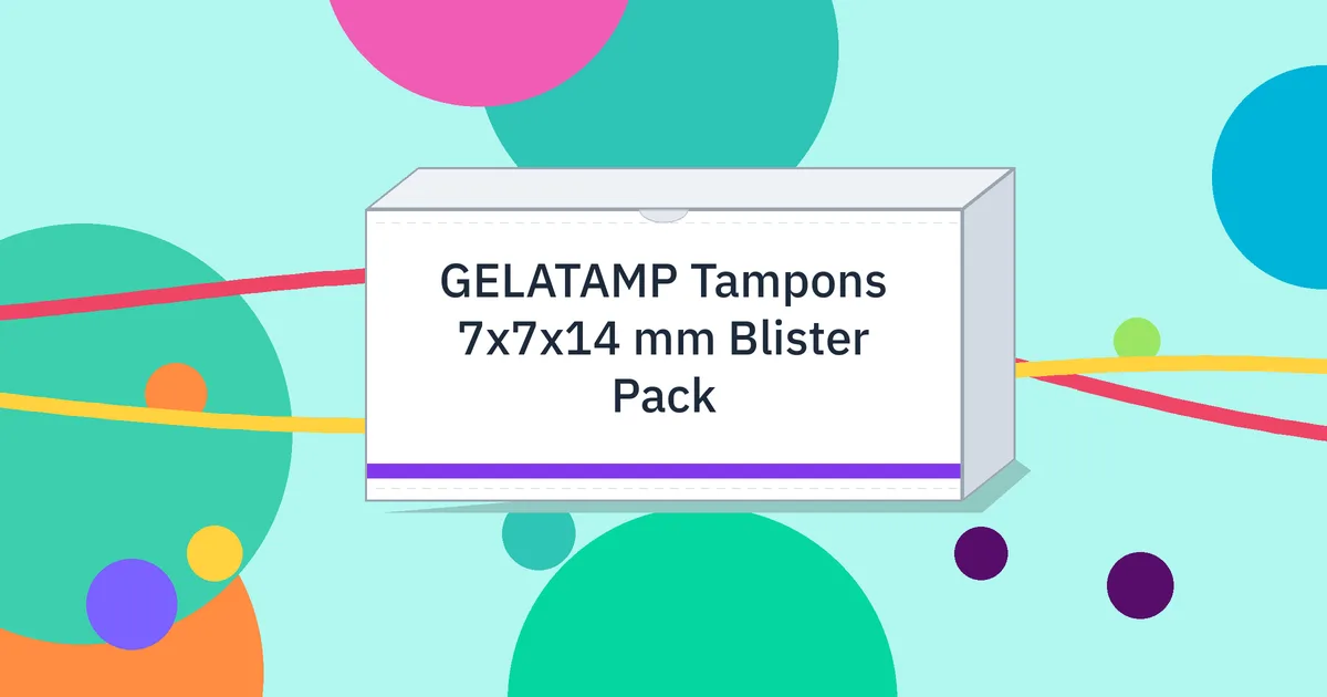 Symbolbild: Packung mit der Aufschrift GELATAMP Tampons 7x7x14 mm Blister Pack (PZN 01270523) – Verfügbarkeit und Bezug in Apotheken in Frankfurt am Main