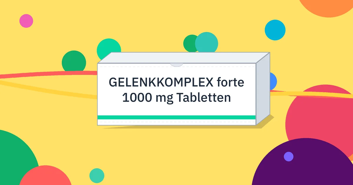 Symbolbild: Packung mit der Aufschrift GELENKKOMPLEX forte 1000 mg Tabletten (PZN 11109450) – Verfügbarkeit und Bezug in Apotheken in Frankfurt am Main