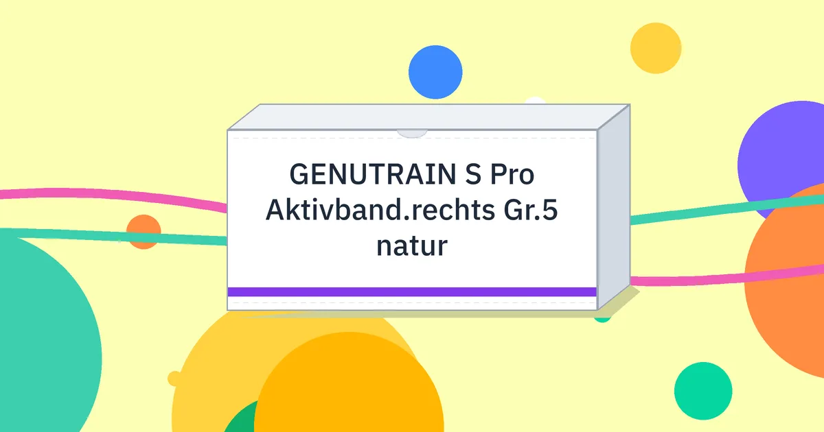 Symbolbild: Packung mit der Aufschrift GENUTRAIN S Pro Aktivband.rechts Gr.5 natur (PZN 09336983) – Verfügbarkeit und Bezug in Apotheken in Frankfurt am Main