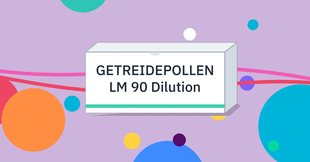 Symbolbild: Packung mit der Aufschrift GETREIDEPOLLEN LM 90 Dilution (PZN 12877895) – Verfügbarkeit und Bezug in Apotheken in Frankfurt am Main