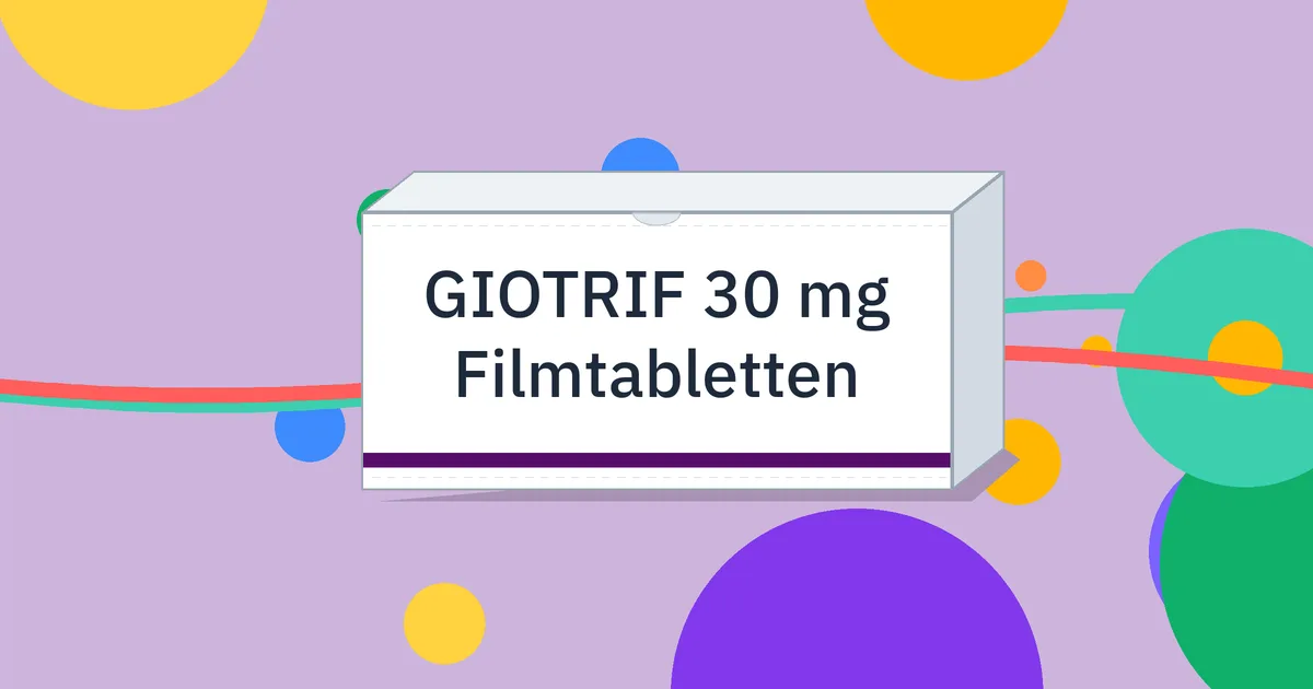 Symbolbild: Packung mit der Aufschrift GIOTRIF 30 mg Filmtabletten (PZN 20604390) – Verfügbarkeit und Bezug in Apotheken in Frankfurt am Main