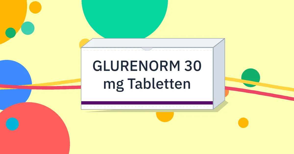 Symbolbild: Packung mit der Aufschrift GLURENORM 30 mg Tabletten (PZN 15587324) – Verfügbarkeit und Bezug in Apotheken in Frankfurt am Main