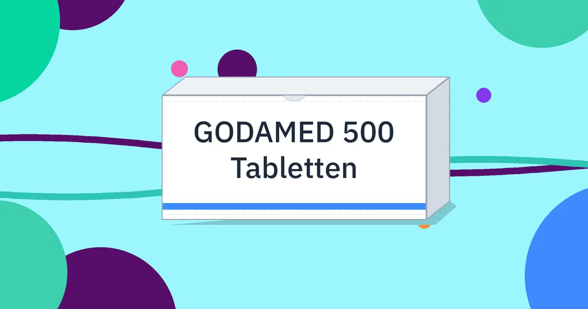 Symbolbild: Packung mit der Aufschrift GODAMED 500 Tabletten (PZN 07300604) – Verfügbarkeit und Bezug in Apotheken in Frankfurt am Main