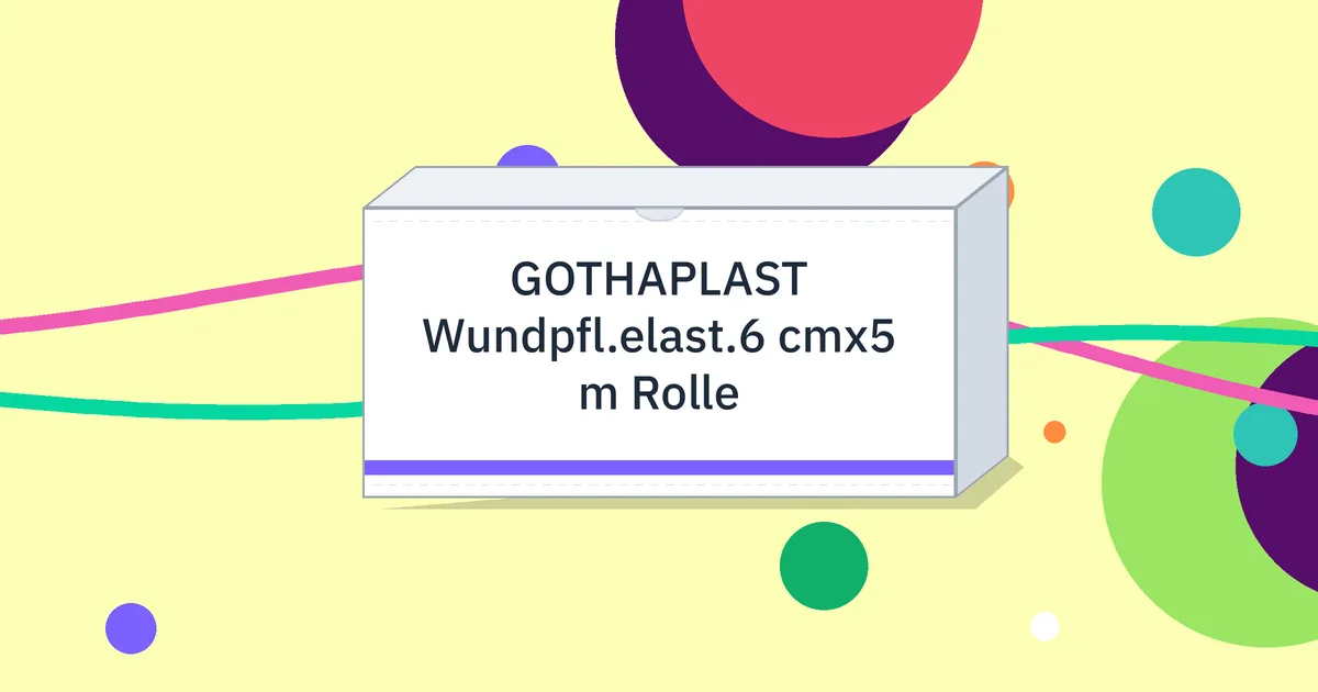 Symbolbild: Packung mit der Aufschrift GOTHAPLAST Wundpfl.elast.6 cmx5 m Rolle (PZN 04951442) – Verfügbarkeit und Bezug in Apotheken in Frankfurt am Main