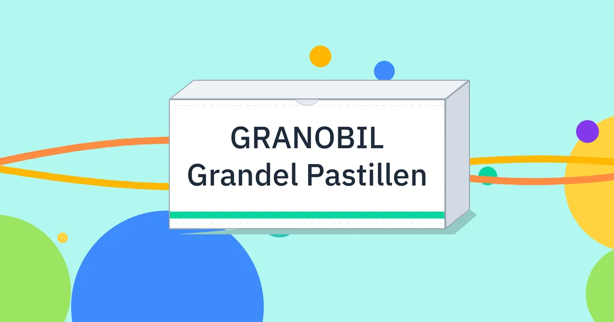 Symbolbild: Packung mit der Aufschrift GRANOBIL Grandel Pastillen (PZN 00434678) – Verfügbarkeit und Bezug in Apotheken in Frankfurt am Main