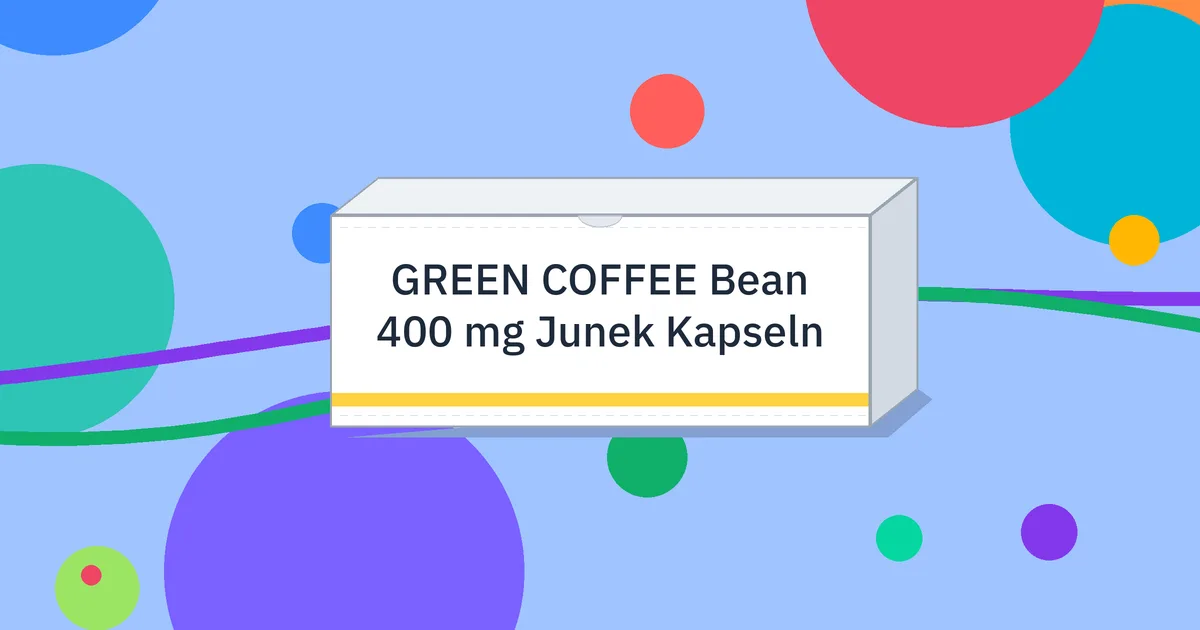 Symbolbild: Packung mit der Aufschrift GREEN COFFEE Bean 400 mg Junek Kapseln (PZN 11176570) – Verfügbarkeit und Bezug in Apotheken in Frankfurt am Main
