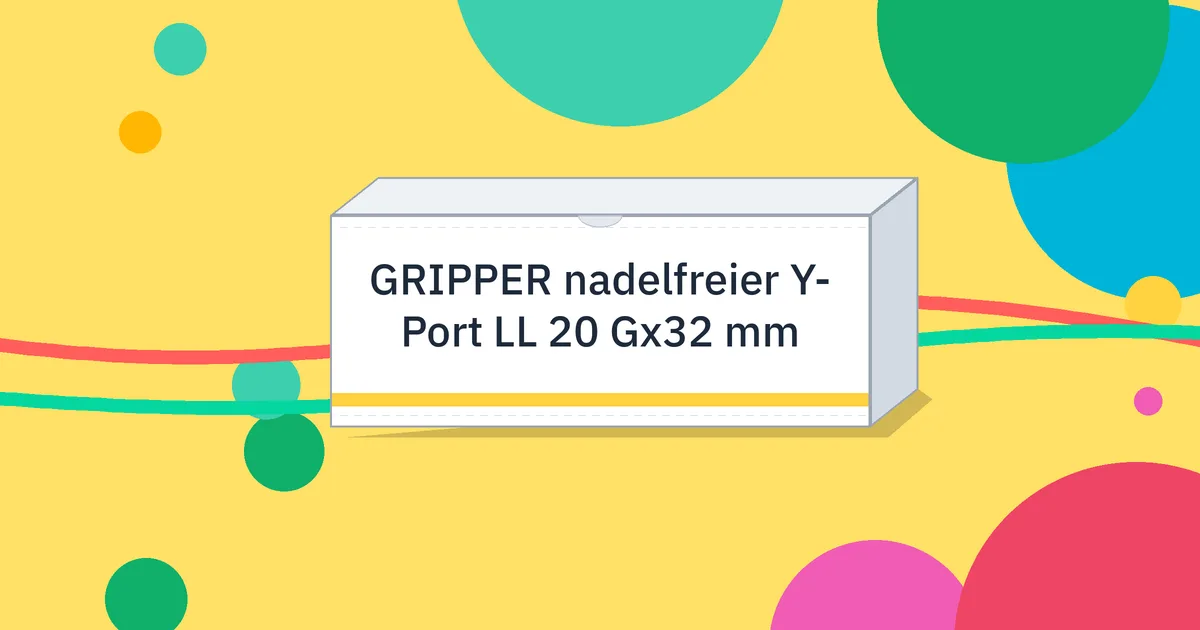 Symbolbild: Packung mit der Aufschrift GRIPPER nadelfreier Y-Port LL 20 Gx32 mm (PZN 09675946) – Verfügbarkeit und Bezug in Apotheken in Frankfurt am Main
