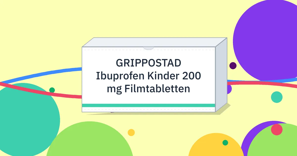 Symbolbild: Packung mit der Aufschrift GRIPPOSTAD Ibuprofen Kinder 200 mg Filmtabletten (PZN 19174866) – Verfügbarkeit und Bezug in Apotheken in Frankfurt am Main