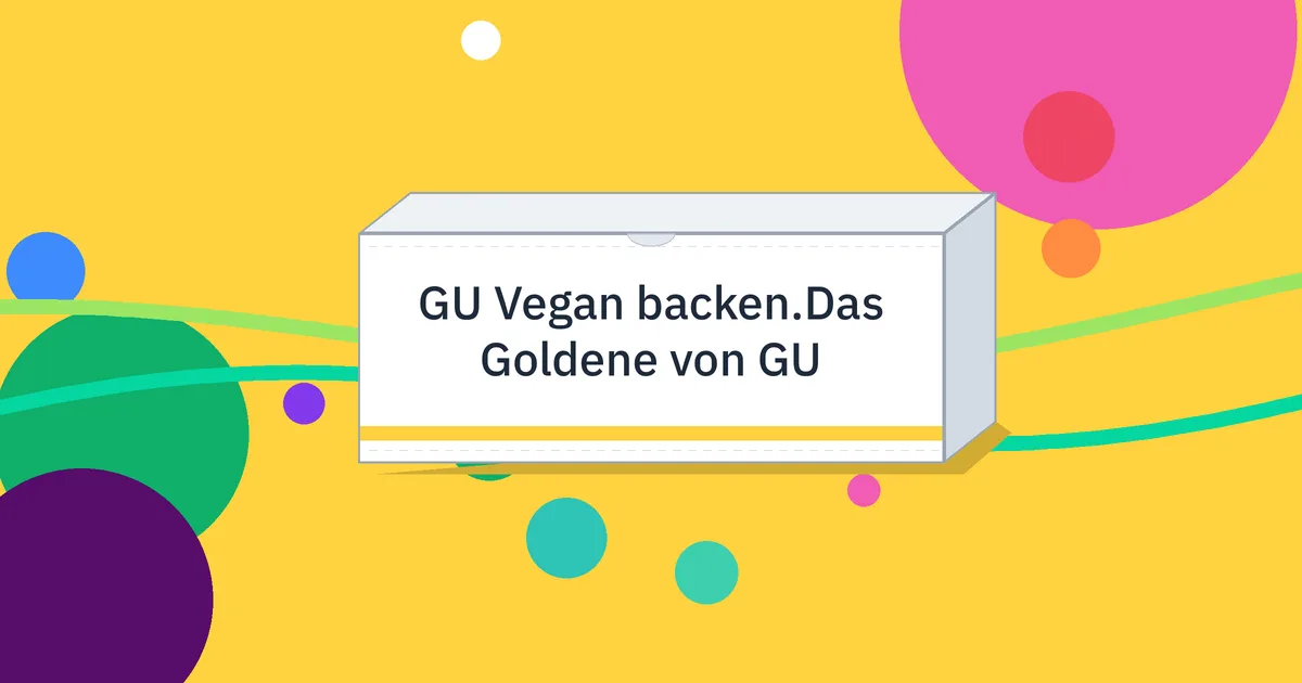 Symbolbild: Packung mit der Aufschrift GU Vegan backen.Das Goldene von GU (PZN 20117767) – Verfügbarkeit und Bezug in Apotheken in Frankfurt am Main