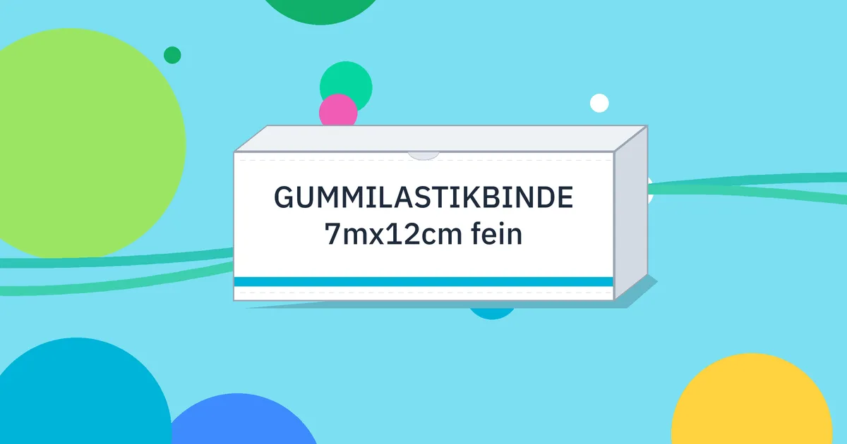 Symbolbild: Packung mit der Aufschrift GUMMILASTIKBINDE 7mx12cm fein (PZN 01721428) – Verfügbarkeit und Bezug in Apotheken in Frankfurt am Main