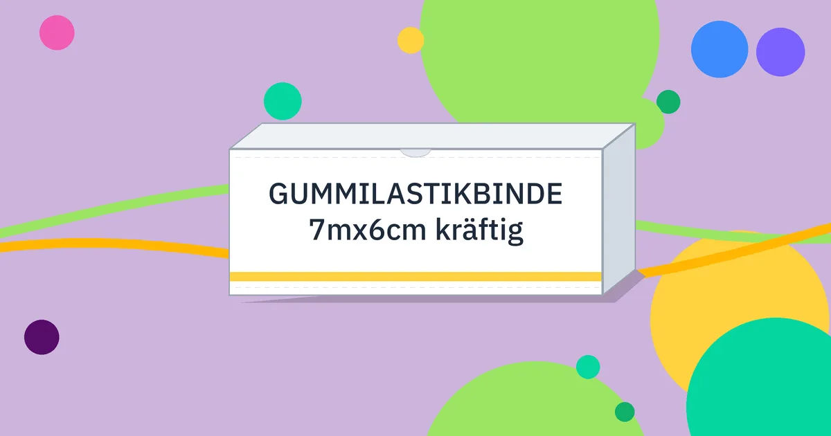 Symbolbild: Packung mit der Aufschrift GUMMILASTIKBINDE 7mx6cm kräftig (PZN 01721434) – Verfügbarkeit und Bezug in Apotheken in Frankfurt am Main
